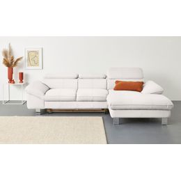 Ecksofa COTTA "Driver L-Form, B: 268 cm", wei&szlig;, B:268cm H:73cm T:169cm, LEDER BEEFY (ein abgedecktes Spalt-Rindsleder) im Sitz und R&uuml;cken (Korpus in Kunstleder);Luxus-Kunstleder;Kunstleder SOFTLUX;Leder Pampas (echtes Rindsleder), R&uuml;ckseite mit schwarzem Spannstoff bezogen, Sofas, Ecksofa, Kopfteilverstellung, optional Bettfunktion & Bettkasten