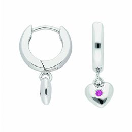 Adelia&acute;s Paar Creolen ADELIA&acute;S "11,9 mm ⌀ Creolen Ohrringe 925 Silber mit Zirkonia", pink (silber), Ohrringe, Damen, Damen, Silber 925 (Sterlingsilber), Silberohrringe