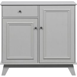 Sideboard Woood "Lily FSC-Kiefernholz mit Metallkn&ouml;pfe, H 93 x B 98 x T 55 cm", grau, B:98cm H:93cm T:55cm, Holzwerkstoff, Sideboards, Sideboard, Schutzlackierte Oberfl&auml;che, kombinierbar mit Lily-Serie, pfleigleicht