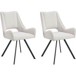Esszimmerstuhl Home Affaire "AIRDRIE, 2er Set, mit Metallgestell in matt schwarz", schwarz matt, pulverbeschichtet, creme, B:43cm H:98cm T:61cm, Metall, Polyester, St&uuml;hle, Esszimmerstuhl, in verschiedenen Farben, Belsatbarkeit pro Stuhl 120 kg, mit Griffloch