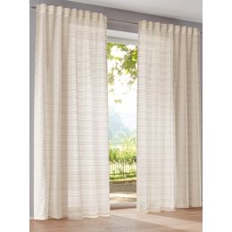 Gardine HEINE HOME Gr. 2, wei&szlig; (beige, sanftes wei&szlig;), B:140cm H:175cm, Polyester, Gardinen, Gardine