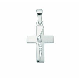 Adelia&acute;s Kreuzkette ADELIA&acute;S "Halskette - Kreuzkette mit Kreuz Anh&auml;nger mit Zirkonia aus 925", silber, Halsketten, Damen, Silber 925 (Sterlingsilber), Kreuzkette, Schmuckset mit bis 45 cm stufenlos verstellbarer 925 Silber Halskette