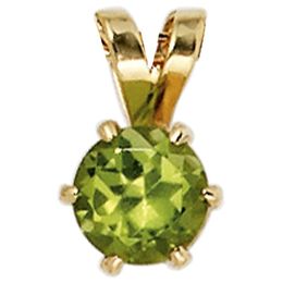 Kettenanh&auml;nger Jobo "Anh&auml;nger mit Peridot 10 mm", gelb (gr&uuml;n, gr&uuml;n), Schmuckanh&auml;nger, Damen, Gelbgold 585, Kettenanh&auml;nger, 14 Karat 585 Gold