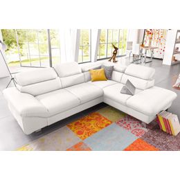 Ecksofa COTTA "Driver L-Form, B: 265 cm", wei&szlig; (altwei&szlig;), B:268cm H:73cm T:214cm, Kunstleder SOFTLUX;LEDER BEEFY (ein abgedecktes Spalt-Rindsleder) im Sitz und R&uuml;cken (Korpus in Kunstleder);Luxus-Kunstleder;Leder Pampas (echtes Rindsleder) im Sitz und R&uuml;cken (R&uuml;ckseite mit Spannstoff bezogen), Sofas, Ecksofa, Kopfteilverstellung, optional Bettfunktion & Bettkasten