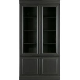 Vitrine Woood "Organize FSC-Kiefernholz mit Glast&uuml;ren, H 215 x B 110 x T 44 cm", schwarz, Holzwerkstoff, Schr&auml;nke, Vitrine, Tragkraft 15 kg pro Boden, h&ouml;henverstellbare B&ouml;den, pfleigleicht