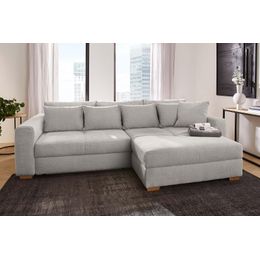 Jockenh&ouml;fer Ecksofa JOCKENH&Ouml;FER GRUPPE "Kampen L-Form, B: 288 cm, Liegefl. 153x245 cm", grau, B:288cm T:130cm, Korpus: 100% Polyester;Kissen: 100% Polyester, Sofas, Ecksofa, mit Bettfunktion, Bettkasten & Zierkissen, Federkern, Topseller