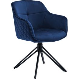Armlehnstuhl Stolkom "Emma B/H/T 59x82x62 cm", blau (blau, schwarz, schwarz, blau), B:59cm H:82cm T:62cm, Polyester, St&uuml;hle, Armlehnstuhl, 180 grad drehbar mit Auto-Return