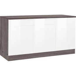 Unterschrank KOCHSTATION "KS-Virginia,neu in verbesserter Ausf&uuml;hrung", wei&szlig; (wei&szlig; hochglanz, eiche vintage), B:150cm H:85cm T:60cm, Holzwerkstoff, Schr&auml;nke, Unterschrank, Breite 150 cm, 3 T&uuml;ren, Soft-Close-Funktion