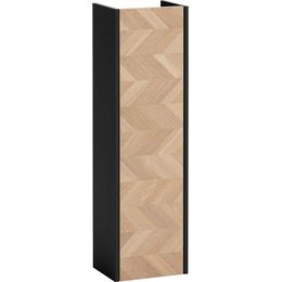 Midischrank Welltime "Lorna, Midischrank, Made in Germany, B: 30,2 cm", schwarz (schwarzmatt, eiche chevron), B:30,2cm H:106,1cm T:23,4cm, FSC-zertifizierter Holzwerkstoff, Schr&auml;nke, Midischrank, Solide Verarbeitung - Dieses Produkt ist in Deutschland gefertigt