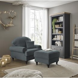 Sessel OTTO HOME "Westminster, Set in hochwertigem Microfaserbezug, 5 Farben verf&uuml;gbar", grau (anthrazit), B:110cm H:95cm T:100cm, 92% Polyester / 8% Nylon, Sessel, Sessel, Enth&auml;lt Sessel & Hocker, Federkern-Polsterung, gedrechselter Fu&szlig;