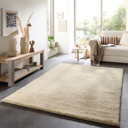 Wollteppich Theko "Hadj Uni", beige, B:90cm H:25mm L:160cm, Wolle, Teppiche, echter Berber Teppich, reine Wolle, meliert, handgekn&uuml;pft