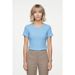 Kurzarmshirt RICHROYAL, Damen, Gr. L, blau (sailor sky), Single Jersey, Obermaterial: 71% Viskose, 25% Polyester, 4% Elasthan, figurbetont normal, tiefer Rundhals, eingesetzt,&Auml;rmel ohne &Auml;rmelschlitz gewellter Abschluss, Shirts, Mit gewelltem Saum an Rumpf und &Auml;rmeln