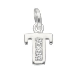 Adelia&acute;s Namenskette ADELIA&acute;S "Halskette - Namenskette mit Buchstabenanh&auml;nger T mit Zirkonia", silber, Halsketten, Damen, Silber 925 (Sterlingsilber), Schmuckset mit bis 45 cm stufenlos verstellbarer 925 Silber Halskette
