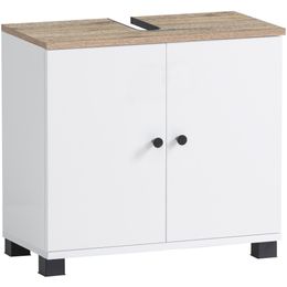 Waschbeckenunterschrank Welltime "Lugo, Waschbeckenunterschrank, Made in Germany, B: 59 cm", wei&szlig; (mattwei&szlig;, wildeichefarben), B:59,8cm H:62,4cm T:32,6cm, FSC-zertifizierter Holzwerkstoff, Schr&auml;nke, Waschbeckenunterschrank, Solide Verarbeitung - Dieses Produkt ist in Deutschland gefertigt