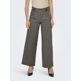 Jacqueline de Yong Anzughose JDY "JDYGEGGO MIA LONG CHECK PANT JRS NOOS", Damen, Gr. S (36), L&auml;nge 30, braun (cobblestone checks:mini check), Web, Obermaterial: 84% Polyester, 10% Viskose, 6% Elasthan, kariert, kn&ouml;chellang, Hosen Anzughose