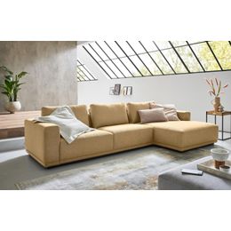 Ecksofa Musterring "JustB PM200, Holzrahmen in schwarz, wahlw. Sitzvorzug, Breite 316cm", beige (curcuma), B:316cm H:78cm T:166cm, 94% Polyester, 6% Nylon, Sofas, Ecksofa, Anreihsofa links & Longchair rechts, mit Armlehnen, inkl. R&uuml;ckenkissen
