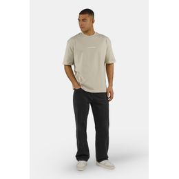 Rundhalsshirt Pegador "COLNE LOGO OVERSIZED TEE", Jungen, Gr. M, khaki beige warm wei&szlig;, Single Jersey, Obermaterial: 100% Baumwolle, bedruckt, oversize normal, Rundhals, gerader Abschluss, Shirts Rundhalsshirt, Baumwolle, oversize