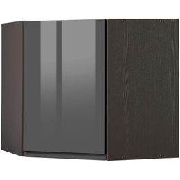 Eckh&auml;ngeschrank KOCHSTATION "KS-Virginia,neu in verbesserter Ausf&uuml;hrung", grau (grau hochglanz), B:60cm H:57cm T:34cm, Holzwerkstoff, MDF, Schr&auml;nke, Eckh&auml;ngeschrank, Breite 60 cm, Eckh&auml;ngeschrank, griffloses Design