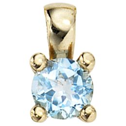 Kettenanh&auml;nger Jobo "Blautopas-Anh&auml;nger 11 mm", blau (blau, blau), Schmuckanh&auml;nger, Damen, Gelbgold 333, Kettenanh&auml;nger, 8 Karat 333 Gold