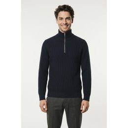 Jack & Jones PlusSize Troyer "JPRBLALIAM KNIT HALF ZIP BF PLS", Herren, Gr. 5XL, blau (naval academy detail:twist), Strick, Obermaterial: 50% Baumwolle, 50% Polyester, JACK & JONES PLUSSIZE, unifarben, normal, Pullover Troyer