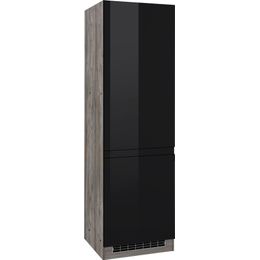 K&uuml;hlumbauschrank KOCHSTATION "KS-Virginia,neu in verbesserter Ausf&uuml;hrung", schwarz (schwarz hochglanz), B:60cm H:200cm T:60cm, Holzwerkstoff, Schr&auml;nke, Breite 60 cm, H&ouml;he 200 cm, Nische f&uuml;r K&uuml;hlschrank B/H/T: 56/178/55 cm