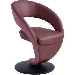 K+w Komfort & Wohnen Esszimmerstuhl K+W KOMFORT & WOHNEN "Wave, Drehstuhl, Polsterstuhl", rot (carbernet 15, rose 90, schwarz), B:62cm H:86cm T:61cm, St&uuml;hle, Esszimmerstuhl, Design-Drehstuhl, Drehteller in Metall schwarz, Farbkombination