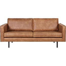 2,5-Sitzer Woood "Rodeo Bezug mit Zickzack-Federung, Metallbeine, H 85 x B 190 x T 86 cm", braun (cognac), B:190cm H:85cm T:86cm, Sofas, Recycling-Lederfaser-Verbundstoff, pfleigleicht, Tragkraft 200 kg