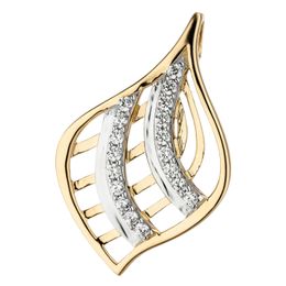 Kettenanh&auml;nger Jobo "Anh&auml;nger mit 18 Zirkonia", gelb (gelbgold 375, wei&szlig;), Schmuckanh&auml;nger, Damen, Gelbgold 375, Kettenanh&auml;nger, 9 Karat 375 Gold bicolor