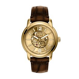 Automatikuhr Fossil "HERITAGE", braun, goldfarben, Armbanduhren, Herren, Automatikuhr, Armbanduhr, Herrenuhr, Mechanische Uhr, Lederarmband, analog