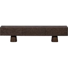 Lowboard Woood "Crumble Mangoholz mit Relief-T&uuml;ren, H 40 x B 180 x T 40 cm", braun (walnuss), B:180cm H:40cm T:40cm, Holz teilmassiv, Sideboards, Lowboard, Tragkraft Deckplatte 35 kg, Ausz&uuml;ge je 15 kg, nat&uuml;rliche Holzstruktur