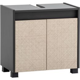 Waschbeckenunterschrank Schildmeyer "Sander, Waschbeckenunterschrank, Made in Germany, B: 56,9cm", beige (anthrazit, canasta), B:56,9cm H:54,6cm T:33cm, FSC-zertifizierter Holzwerkstoff, Schr&auml;nke, Waschbeckenunterschrank, Solide Verarbeitung - Dieses Produkt ist in Deutschland gefertigt