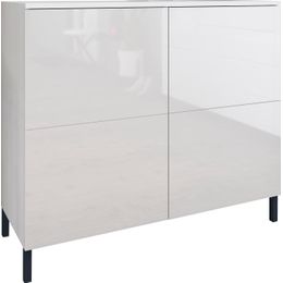 borchardt M&ouml;bel Kommode BORCHARDT M&Ouml;BEL "Haama, Sideboard mit Metallf&uuml;&szlig;en, Push-to-open-Technik, Breite 93 cm", wei&szlig; (wei&szlig; hochglanz), B:93cm H:80cm T:35cm, Holzwerkstoff, Sideboards, Kommode, Breite 93 cm