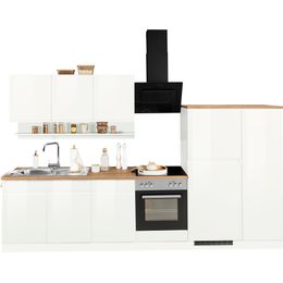 K&uuml;chenzeile KOCHSTATION "KS-Virginia,neu in verbesserter Ausf&uuml;hrung", wei&szlig; (k&uuml;che: wei&szlig;, front: wei&szlig; hochglanz, korpus: wei&szlig;, arbeitsplatte: wotaneichefarben), B:320cm H:200cm T:60cm, Komplettk&uuml;chen-Sets, K&uuml;chenzeile, Breite 320 cm, Soft-Close, wahlweise mit E-Ger&auml;ten