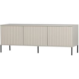 Sideboard Woood "New Gravure FSC Mix holz mit Druckmechanismus H 56 x B 150 x T 44 cm", staub, B:150cm H:56cm T:44cm, FSC-zertifiziertes teilmassives Holz, Sideboards, Sideboard, Kiefernholz, Kabel&ouml;ffnung, Tragkraft h&ouml;henverstellbare boden 10 kg