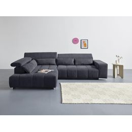 Ecksofa COTTA "Orion L-Form, B: 310 cm", schwarz, B:310cm H:70cm T:225cm, 90% Polyester, 10% Polyamid, Sofas, Ecksofa, Kopfteilverstellung & 5 Nierenkissen