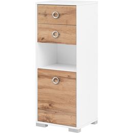 Midischrank Welltime, B:40,5cm H:105,2cm T:33,1cmwei&szlig;, eiche landhaus, FSC-zertifizierter Holzwerkstoff, Badezimmer, Schr&auml;nke, "Kimi, H&ouml;he 105,2 cm",