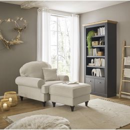 Sessel OTTO HOME "Westminster, Set in hochwertigem Microfaserbezug, 5 Farben verf&uuml;gbar", beige (elfenbein), B:110cm H:95cm T:100cm, 92% Polyester / 8% Nylon, Sessel, Sessel, Enth&auml;lt Sessel & Hocker, Federkern-Polsterung, gedrechselter Fu&szlig;