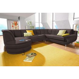Wohnlandschaft Trendmanufaktur "Rondo, wahlweine mit Federkern, Breite 320cm, U-Form", braun, B:320cm H:85cm T:94cm, Softlux-Kunstleder;Primabelle-Microfaser;NaturLeder (handschuhweiches Rindsleder in Sitz und R&uuml;cken mit SOFTLUX-Kunstleder als Korpus-Bezug);Struktur (23% Polyacryl, 77% Polyester), Sofas, Wohnlandschaft, inkl.Federkern, wahlweise mit Bettfunktion