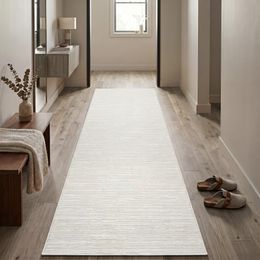 Teppich Sehrazat "LIMA, auch als L&auml;ufer", beige (creme), B:80cm H:10mm L:150cm, Polyester, Polypropylen, Teppiche, Teppich, Kurzflor, Linienstruktur, leichter Glanz, Wohnzimmer