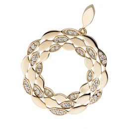Kettenanh&auml;nger Jobo "Anh&auml;nger 26 mm mit 48 Zirkonia", gold (gelbgold 333, wei&szlig;), Schmuckanh&auml;nger, Damen, Gelbgold 333, Kettenanh&auml;nger, 8 Karat 333 Gold