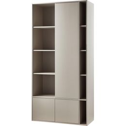 Garderobenschrank Woood "Settle Down FSC-Kiefernholz Druckmechanismus H 218 x B 108 x T 44 cm", grau, B:108cm H:218cm T:44cm, Massivholz, Schr&auml;nke, Garderobenschrank, Beidseitig montierbar, Wandbefestigung empfohlen, HDF-R&uuml;ckwand