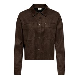 Jacqueline de Yong Hemdbluse JDY "JDYJULLE L/S FAKE SUEDE SHIRT JRS NOOS", Damen, Gr. M, coffee bean, Web, Obermaterial: 95% Polyester, 5% Elasthan, unifarben, regular fit normal, Blusen Hemdbluse, Kunstfaser, regular fit