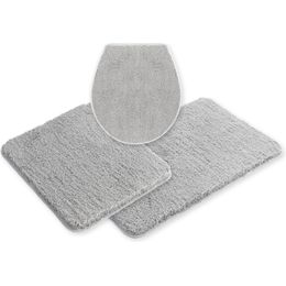 Badematte OTTO HOME "Sanremo Premium, Badvorleger, Badezimmer Teppich, Duschvorleger", grau, H:30mm, Polyester, Badematten, Badematte, Badteppich, unifarben, rechteckig, rund & als 3-tlg. Set erh&auml;ltlich