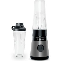 Bosch Standmixer "VitaPower Serie 2 MMB2111S, Mini-Mixer, 0,6l ToGo, 40.000 U/Min, grau", silber (silberfarben, schwarz), B:12,2cm H:36,7cm T:12,6cm, Zerkleinerer, ToGo Flasche aus Tritan, Trinkdeckel, 4 Klingen, Made in Europe