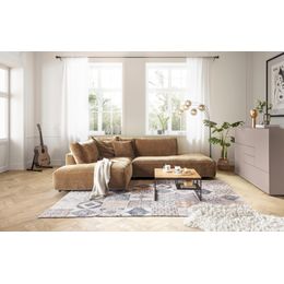 Ecksofa Musterring "Lucia bequem, elegant & zeitlos, elegante Sofa ohne Armlehnen", braun (messing), B:304cm H:81cm T:224cm, 100% Polyester, Sofas, Ecksofa, mit gro&szlig;em Longchair, verschiedene Farben, B304 x T224 cm