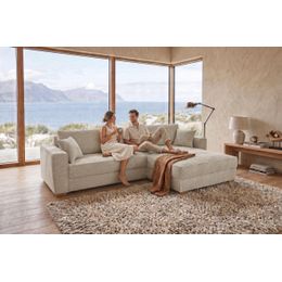 Jockenh&ouml;fer Ecksofa JOCKENH&Ouml;FER GRUPPE "Bologna, L-Form, Breite: 298 cm, Cord-Bezug, beidseitig montierbar", grau, beige 426, 17, B:298cm T:100cm, Korpus: 100% Polyester;Kissen: 100% Polyester, Sofas, Ecksofa, mit Bettfunktion, Bettkasten&Zierkissen, Wellenfederung, XXL-Ottomane