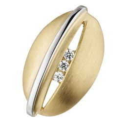 Kettenanh&auml;nger Jobo "Anh&auml;nger Goldanh&auml;nger oval 18 mm", gelbgold 375, wei&szlig;, Schmuckanh&auml;nger, Damen, Gelbgold 375 Wei&szlig;gold 375, Gelbgold 375, Wei&szlig;gold 375, Kettenanh&auml;nger, 9 Karat 375 Gold bicolor mit 3 Zirkonia