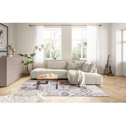 Ecksofa Musterring "Lucia bequem, elegant & zeitlos, elegante Sofa ohne Armlehnen", beige (nature), B:304cm H:81cm T:224cm, 100% Polyester, Sofas, Ecksofa, mit gro&szlig;em Longchair, verschiedene Farben, B304 x T224 cm