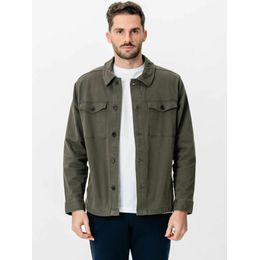 Langarmhemd TEESHOPPEN "TEESHOPPEN Shirt Twill Overshirt", Herren, Gr. L, Normalgr&ouml;&szlig;en, olive, Obermaterial: 97% Baumwolle, 3% Elasthan, Hemden