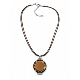 Kette mit Anh&auml;nger "Caserta", Damen, Gr. onesize, Glas, braun, Collezione Alessandro, Basic, Halsketten, runder Anh&auml;nger